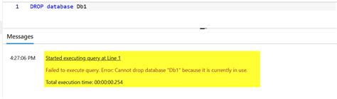 azure synapse serverles pool database error cannot drop database