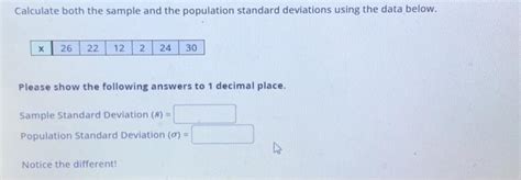 Solved Calculate Both The Sample And The Population Standard