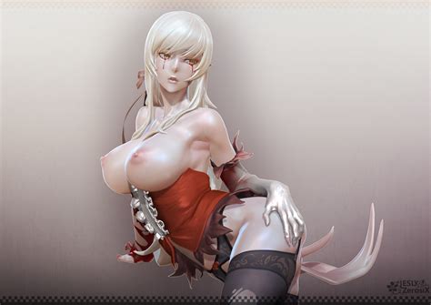 Rule 34 3d Bakemonogatari Blonde Hair Breasts Cry Female Kiss Shot