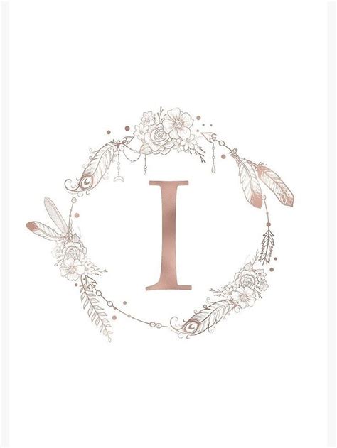 The Letter I Is Surrounded By Flowers And Leaves