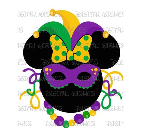 Minnie Mouse Head Ears Mardi Gras Digital Iron On Transfer Etsy In