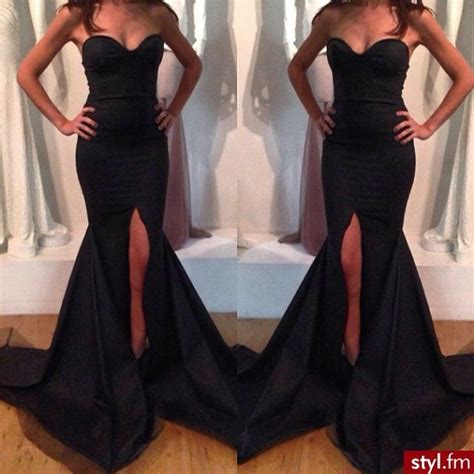 Brief Style Tight Mermaid Black Prom Dresses Front Slit Sexy Maxi Long