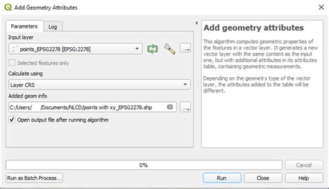 add geometry attributes length area perimeter or x y coordinates