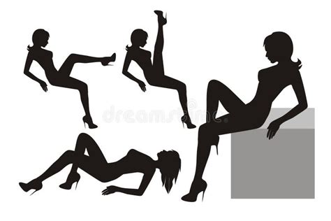 Set Of Silhouette Pole Dance Exotic Black On White Vektor