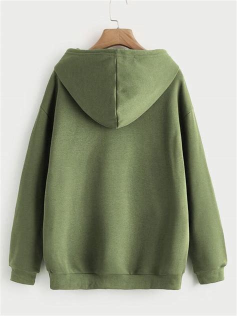 Drawstring Kangaroo Pocket Drop Shoulder Thermal Lined Hoodie Shein Usa