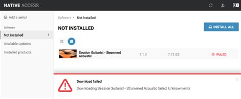 mensaje de error en native access download failed unknown error