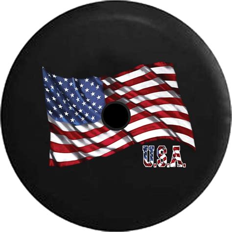 Jl Spare Tire Cover Waving United States American Flag Usa
