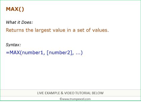 how to use excel max function examples video