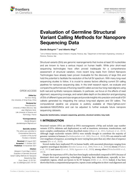 Pdf Evaluation Of Germline Structural Variant Calling Methods For