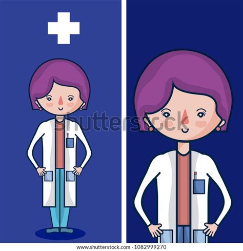 Cute Female Doctor Cartoon Stock Vector Royalty Free 1082999270