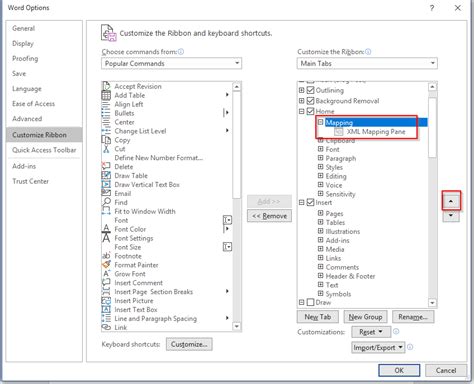 use a shortcut for xml mapping pane in microsoft word business