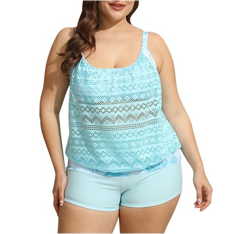 Seaopen Swim Suits For Women 2024 Womens Plus Tankinis Eyelet Tankini
