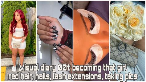 Visual Diary 001 Becoming That Girl Red Hair Nails Lash Extensions
