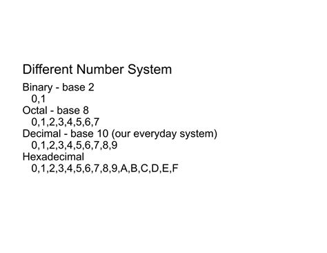 Octal And Hexadecimal Numbering Systems Ppt