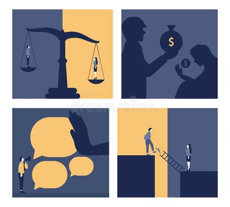 Gender Inequality Concept Set Bias And Sexism In Workplace Or Social