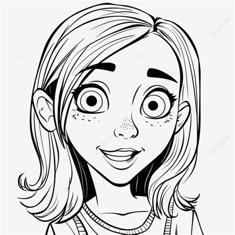 فتاة تبتسم في صورة على رسم تخطيطي لصفحة تلوين المتجه رسم صورة شخصية