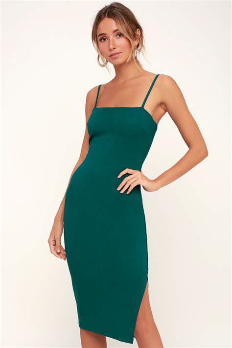 Sexy Forest Green Dress Bodycon Dress Midi Dress Dress Lulus