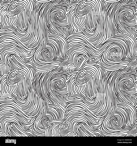 Abstract Swirl Chaotic Line Doodle Seamless Pattern Ocean Wave Texture