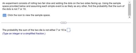 solved an experiment consists of rolling two fair dice and