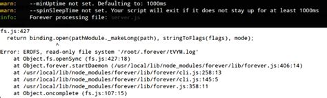 node js nodejs forever js throws binding error erofs