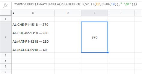 regex excel sum values by extracting numbers from single multi line