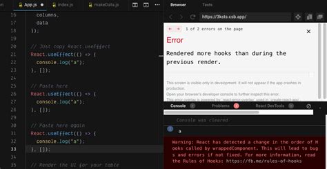 rendered fewer hooks than expected with react fast refresh while using