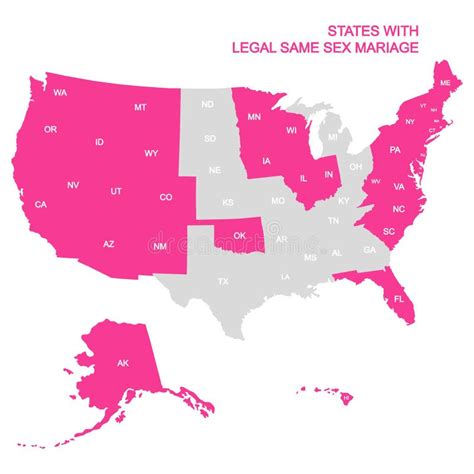 Map Of States With Legal Same Sex Marriage In Usa Stock Vector Free