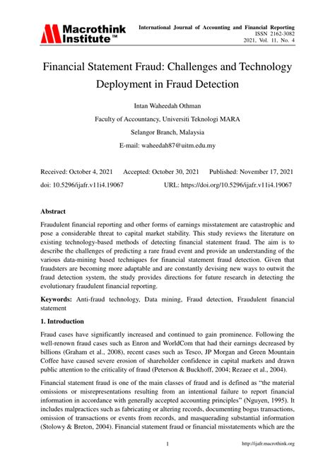 pdf financial statement fraud challenges and technology deployment
