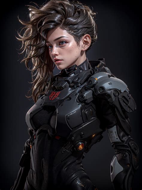 Artstation Aigc Cyber Warrior Suit Haoliang Yang Cyberpunk Female