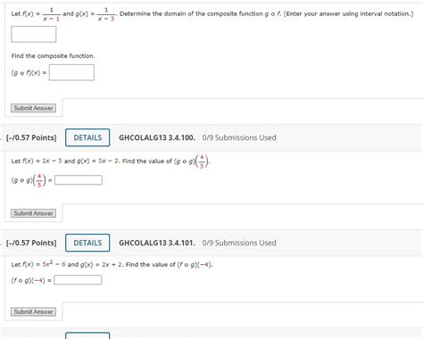 Solved Let F X X−11 And G X X−31 Determine The Domain Of