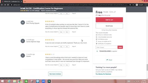 udemy free course html and css certification course
