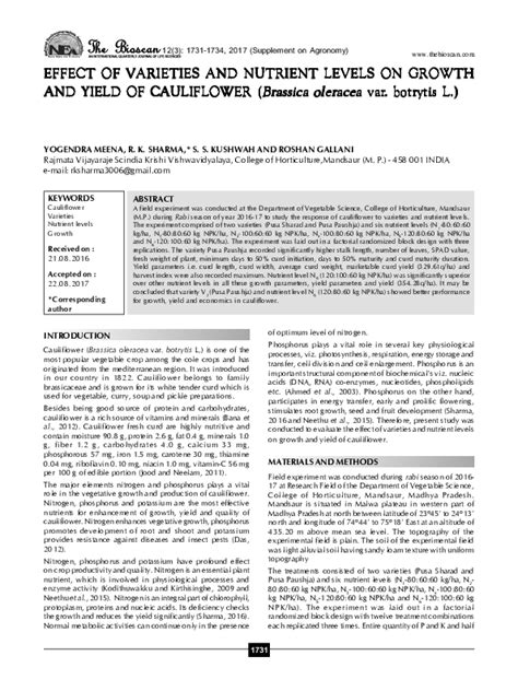 Pdf Effect Of Varieties And Nutrient Levels On Growth And Yield Of