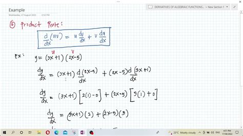 2 Derivatives Of Algebraic Functions Standard Differentiation