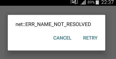 how to fix an error err name not resolved on android