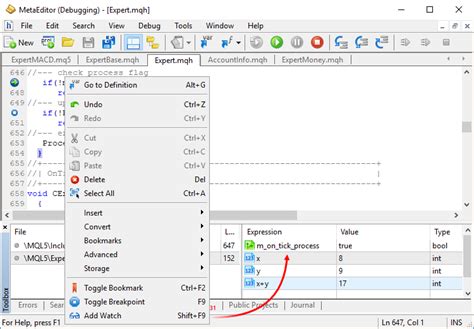 code debugging developing programs metaeditor help