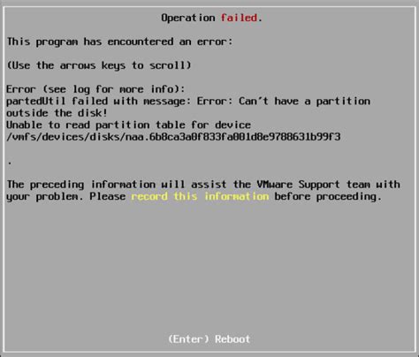 all things techie installing esxi operation failed unable to