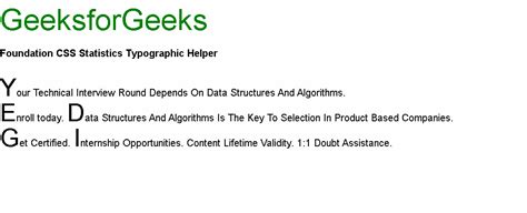 foundation css typography helpers statistics geeksforgeeks