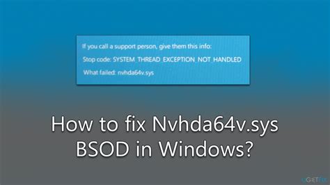 how to fix nvhda64v sys bsod in windows