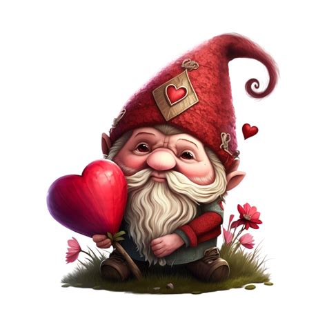 Valentine Day Gnome With Pink Hearts Valentine Day Gnome Heart