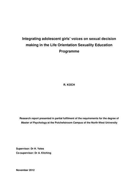 Pdf Integrating Adolescent Girls Voices On Sexual Decision Making In