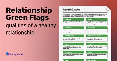 Relationship Green Flags Worksheet Therapist Aid