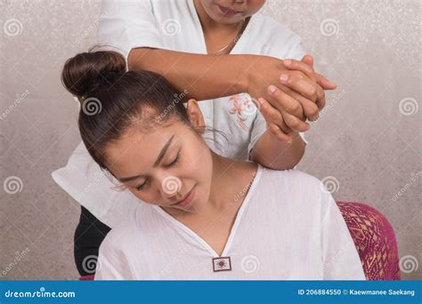 Concept Thai Massage Beautiful Asian Woman Getting Herbal Massage Thai