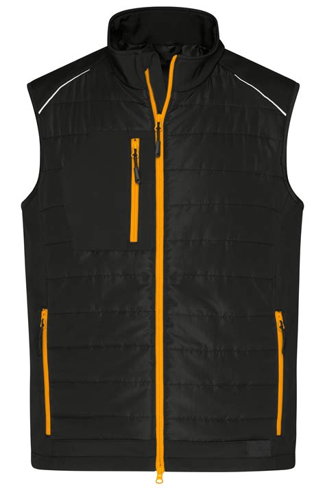 Herren Mens Hybrid Vest Black Neon Orange Daiber