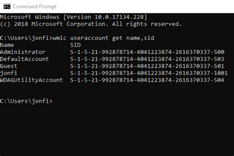 how to find a user s security identifier sid in windows