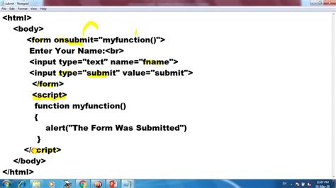 onsubmit event in javascript youtube