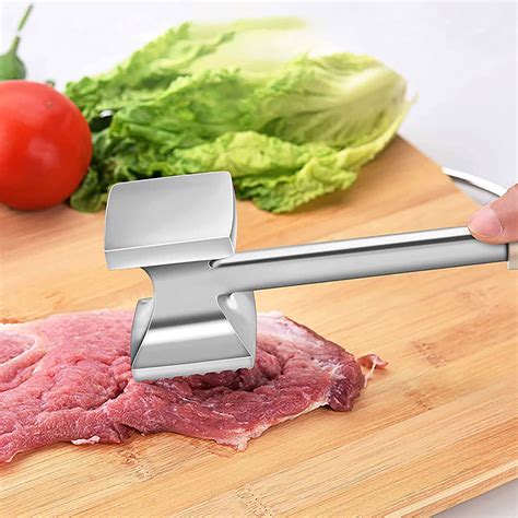 Tndbkqwr Meat Pounder Flattener Meat Tenderizer Mallet Stainless Steel