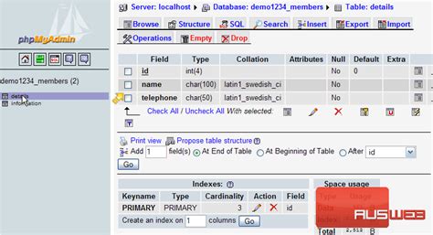 sql queries on a database with phpmyadmin web24