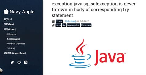 exception java sql sqlexception is never thrown in body of