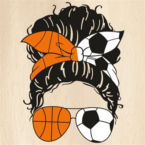 Woman Face Football And Basketball Svg Football And Basketball Mom