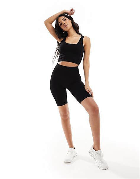 Asos 4505 Icon Seamless Rib 8 Inch Legging Short With Quick Dry In